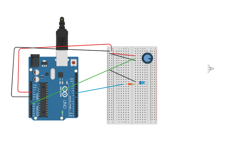 Circuit design led using potentiometer class work - Tinkercad