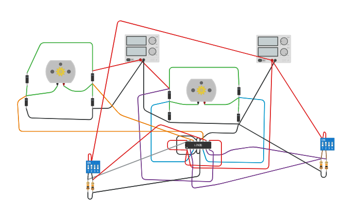 Circuit design 2 motores L239D Control - Tinkercad