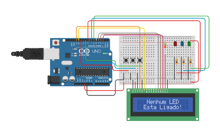 Circuit design ARDUINO - Projeto Final LCD com LEDs - Tinkercad