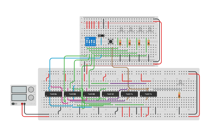 Circuit design Parallel In Serial Out Shift Register - Tinkercad
