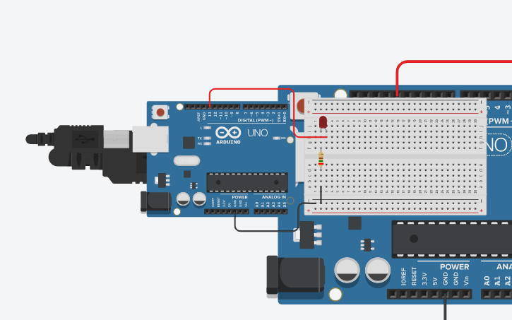 Circuit design LED piscando - Tinkercad