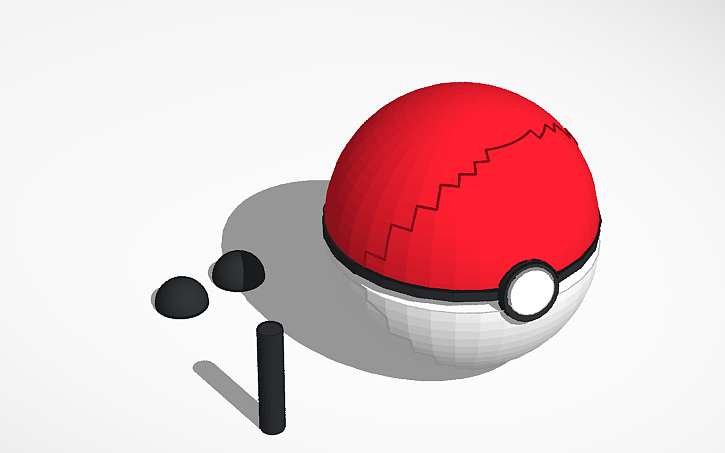 3D design working pokeball - Tinkercad
