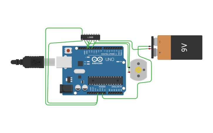 Circuit design DC motor - Tinkercad
