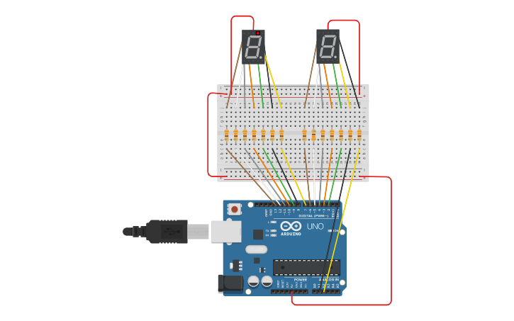 Circuit design Display dos sete segmentos | Tinkercad Circuit design Display dos sete segmentos | Tinkercad