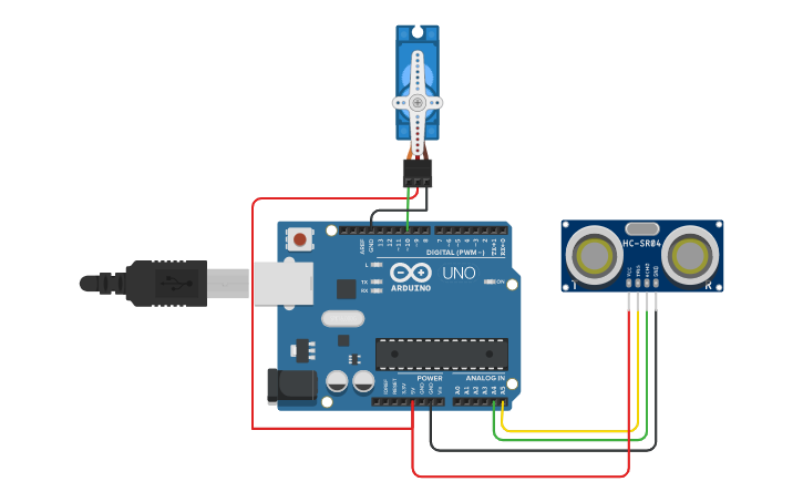 Circuit design Interfacing Ultrasonic Sensor and Servo Motor with ...