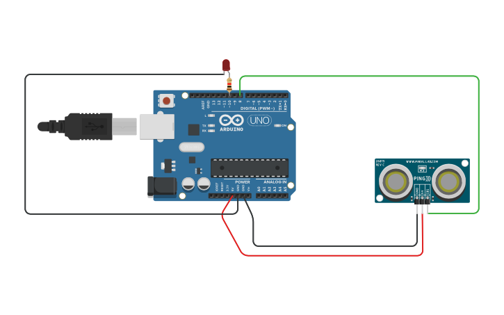 Circuit design capteur ultra son - Tinkercad