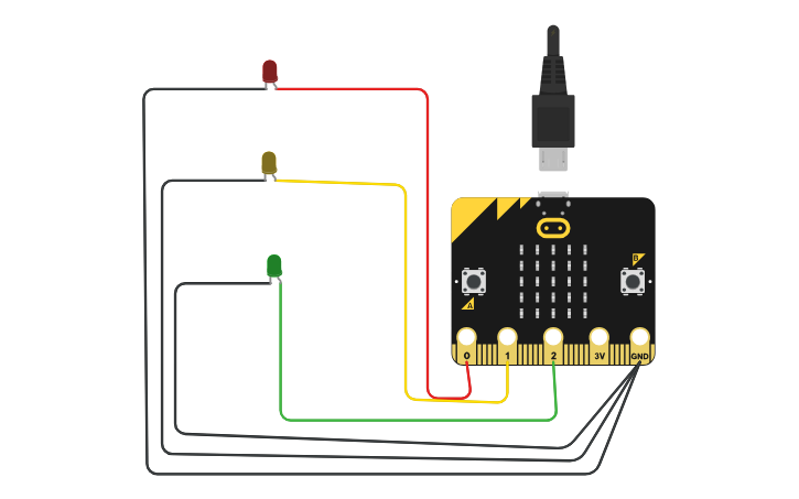 Circuit design Micro bit Prueba semáforo - Tinkercad
