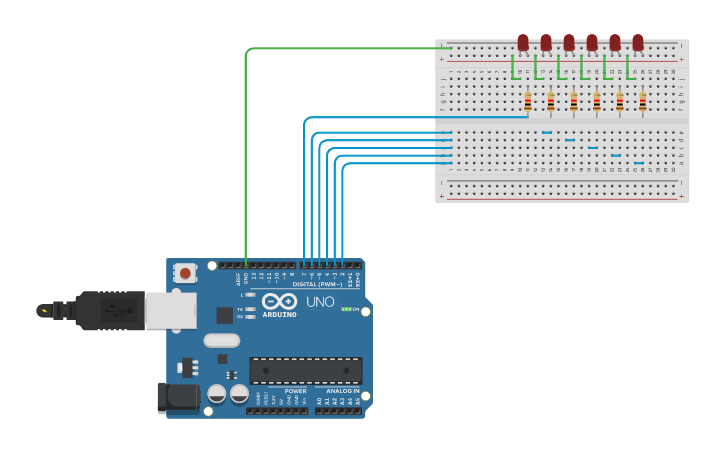Circuit design 7_Led array effect - Tinkercad