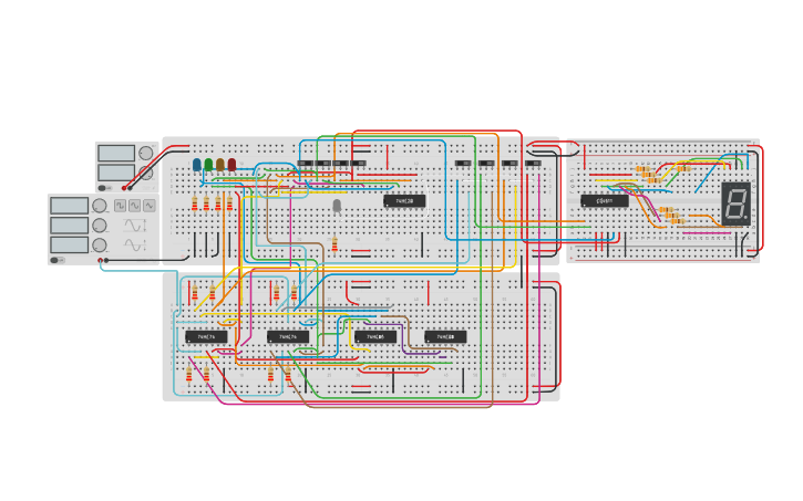 Circuit design 7 seg 4 bit Synchronous Counter Programmable Max Min Count - Tinkercad