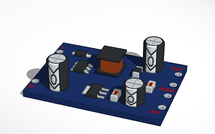 3D design AC 220 DC 12 5 V - Tinkercad