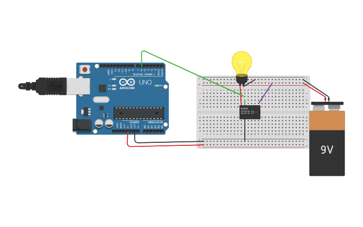 Circuit Design Relay Bulb Tinkercad