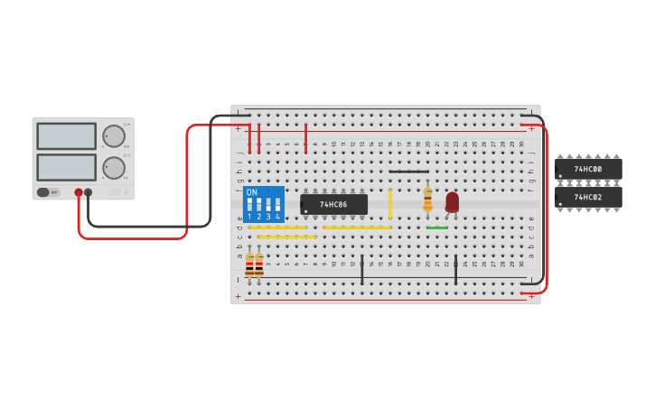 Circuit design 簡易邏輯閘測試平台 - Tinkercad