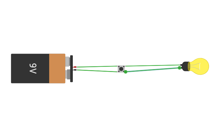 Circuit design Bombeta amb pila i polsador | Tinkercad