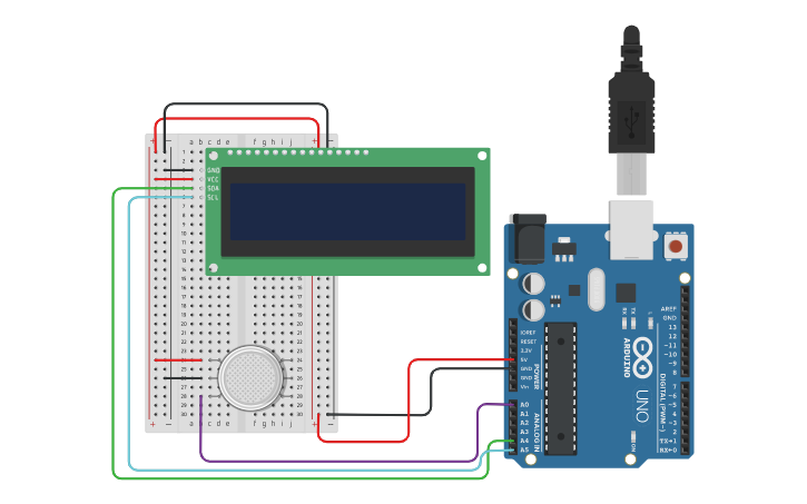 Circuit design AIR QUALITY MONITORING - Tinkercad
