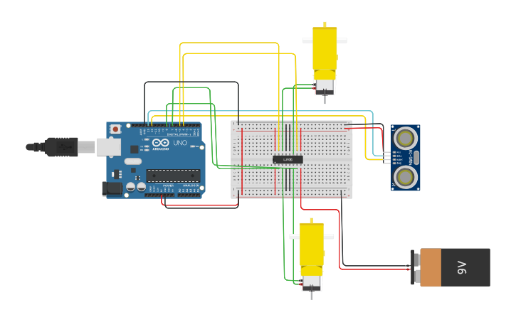 Circuit design Obstacle Avoidance - Tinkercad