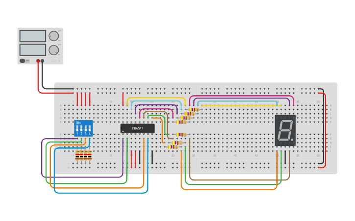 Circuit design 7段顯示器 - Tinkercad
