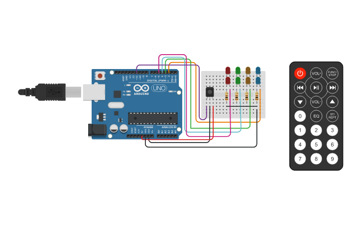 Circuit design CONTROL LED'S WITH IR REMOTE - Tinkercad