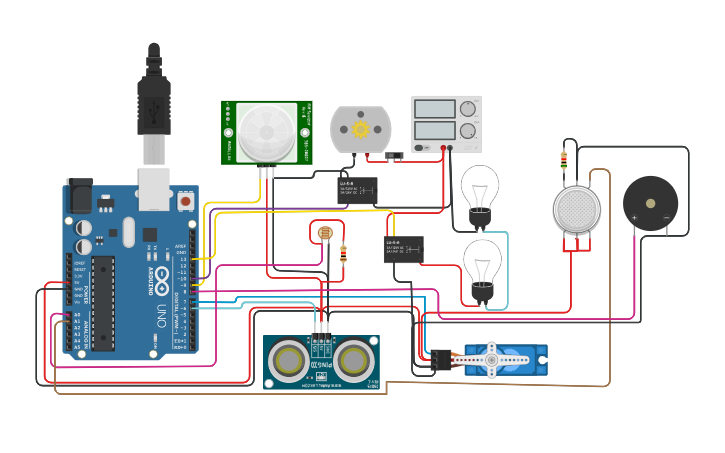 Circuit design Home automation using sensors (LDR, ultrasonic, PIR, Gas ... Circuit design Home automation using sensors (LDR, ultrasonic, PIR, Gas ...