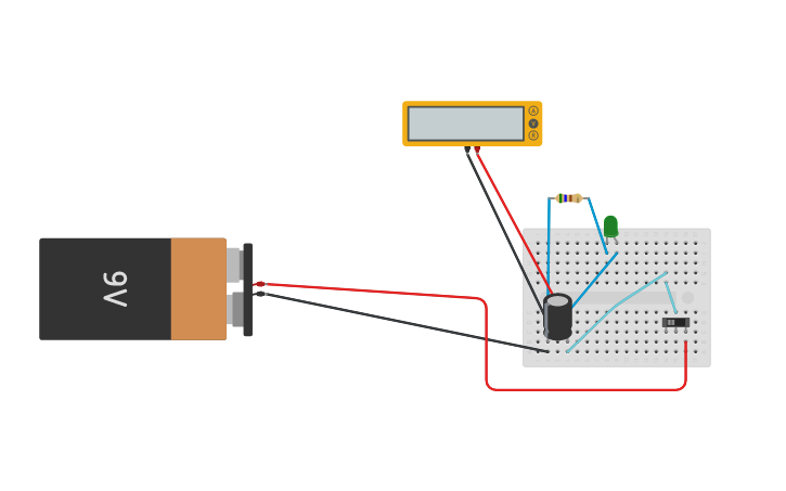 Circuit design Demonstração de capacitor - Tinkercad