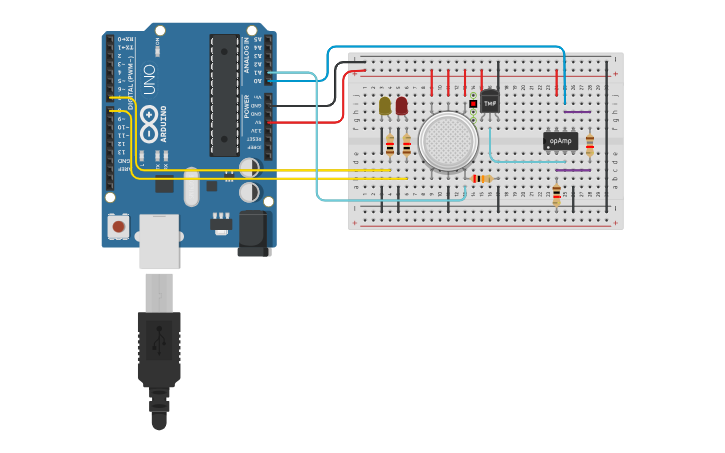 Circuit design Fire Alarm - Tinkercad