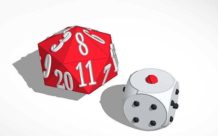 3D design 1D20 and 1D6 | Tinkercad