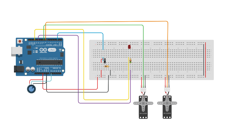 Circuit Design Arduino Uno Led And Servo Tinkercad