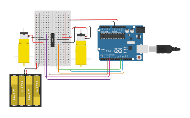 Circuit design 2 DC Motors Control - Tutorial Slides - Tinkercad