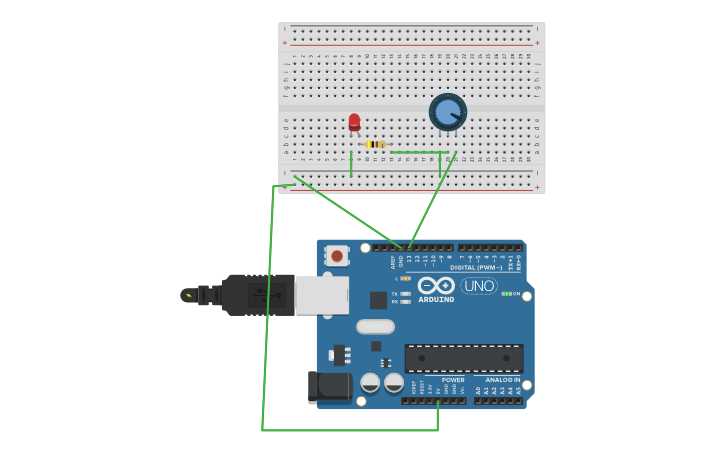 Circuit Design Control Led Intensity Using Potentiometer Tinkercad