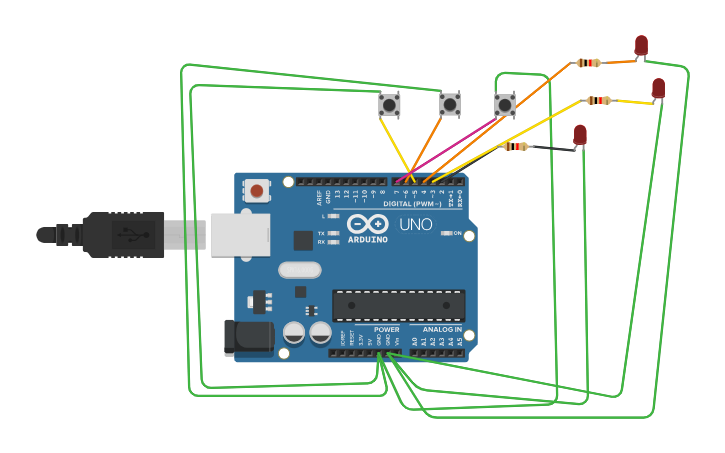 Circuit design Morse code - Tinkercad
