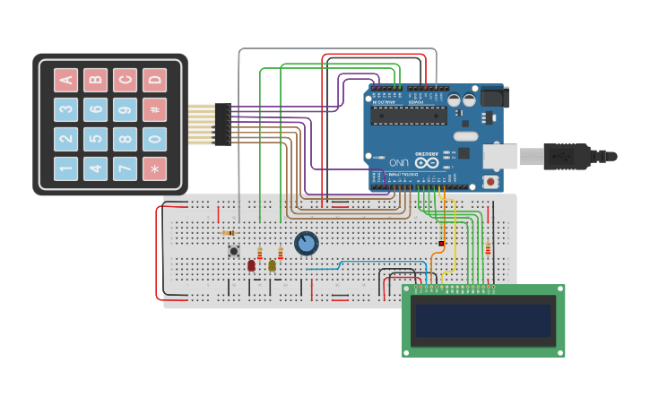 Circuit design Control de Acceso seguro con Arduino,Lcd y Keypad. - Tinkercad