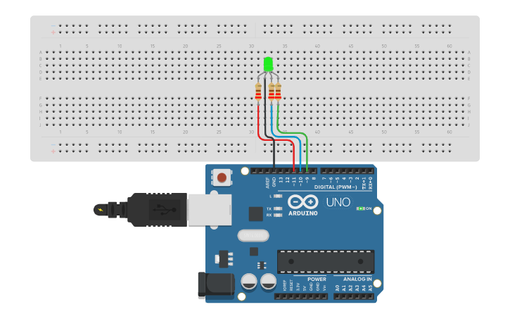 Circuit design RGB Light Module Arduino - Tinkercad