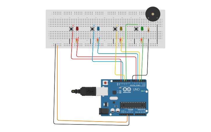 Circuit design Jogo Genius - Tinkercad