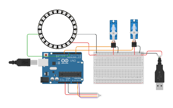Circuit Design Шлагбаум на Arduino Tinkercad