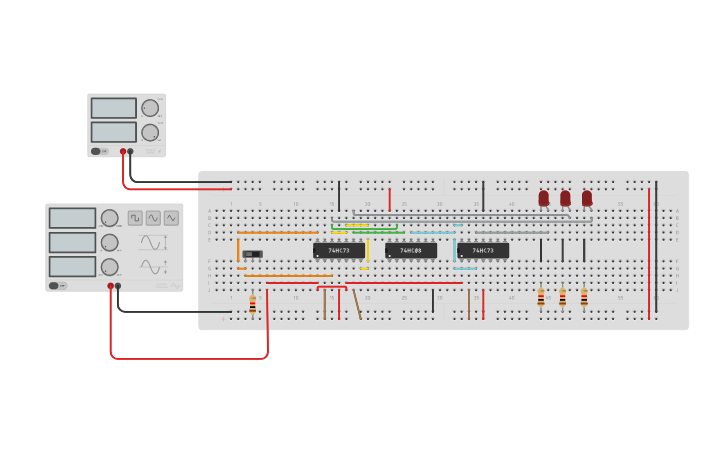 Circuit design Synchronous up counter - Tinkercad