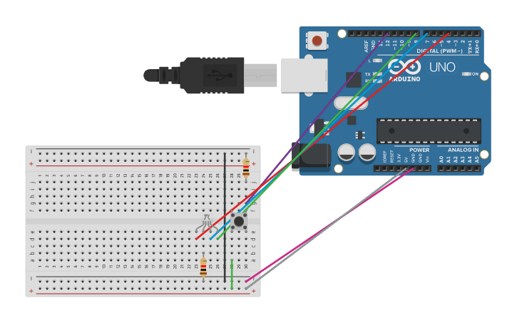 Circuit design RGB control | Tinkercad
