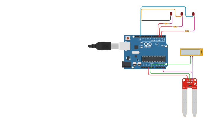 Circuit design Sistema de riego automatico - Tinkercad