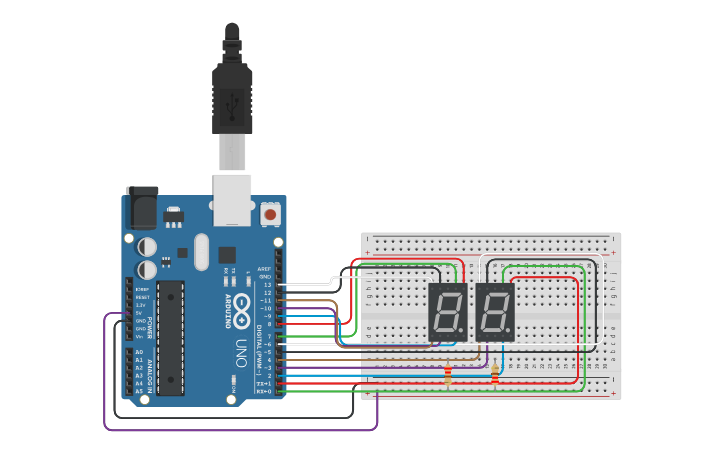 Circuit design Contador 0-99 - Tinkercad