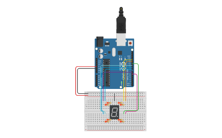 Circuit design Display 7 segmentos - switch | Tinkercad