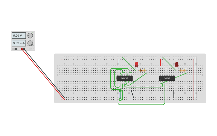 Circuit design Half adder using NOR gates - Tinkercad