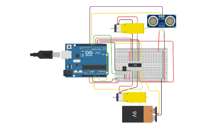 Circuit design bumper bot final - Tinkercad