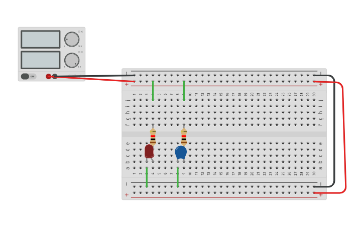 Circuit design Capacitor and led parallel - Tinkercad