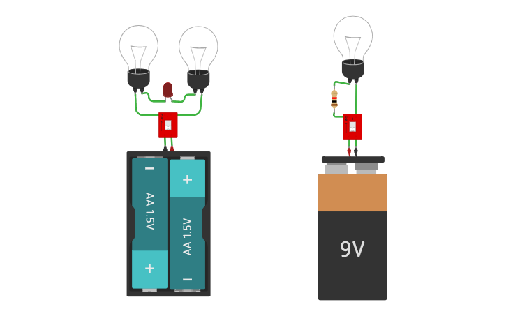 Circuit Design 2 Bulb Circuit With 1 Led 1 Bulb Circuit Without Arduino Tinkercad 