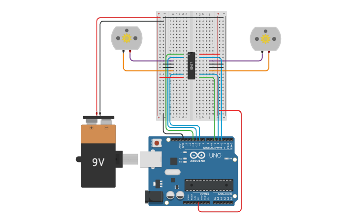 Circuit design 2 moteurs CC pilotés par L293D et commandés par le port ...