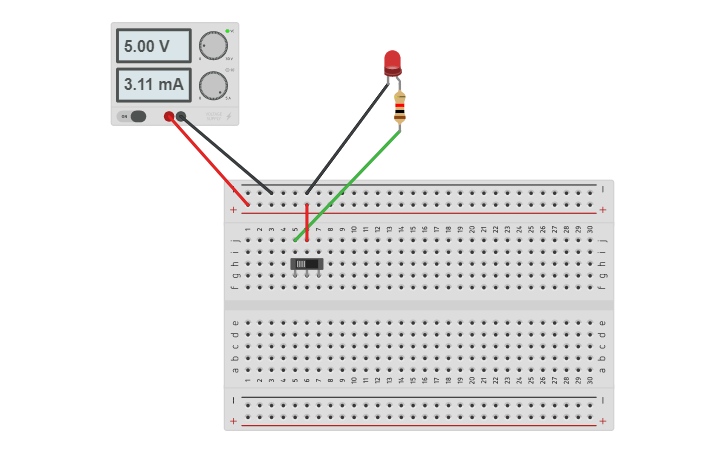 Circuit design regulated power supply with led - Tinkercad