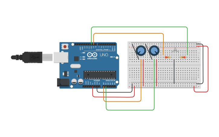 Circuit design Practica Introducción a Arduino - Tinkercad