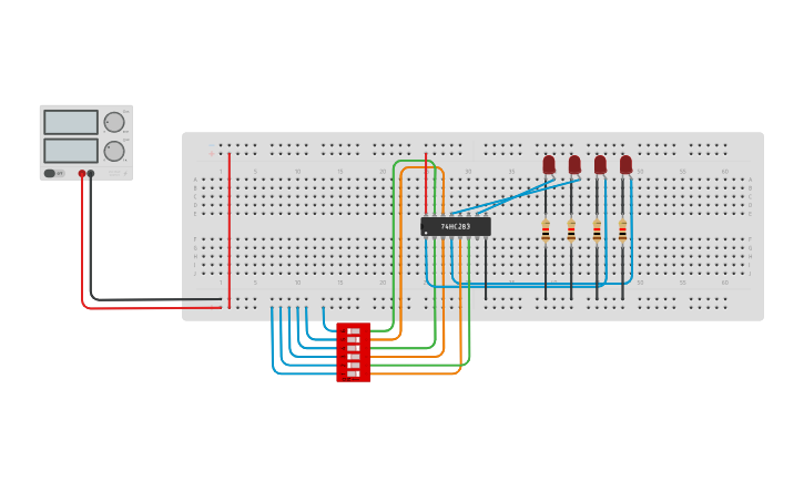Circuit design Sumador de 3 bits - Tinkercad