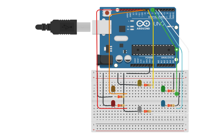 Circuit Design Бегущий по кругу огонек Tinkercad