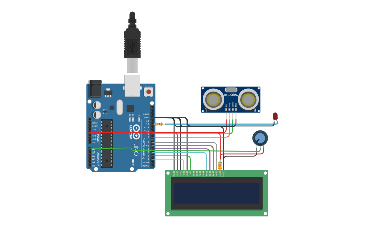 Circuit design Ultrasonic V1 - Tinkercad