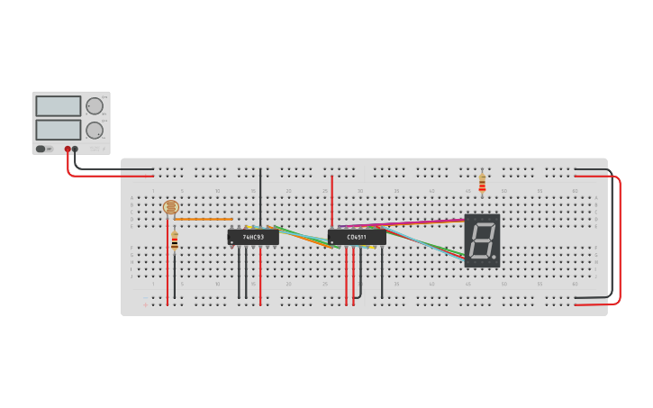 Circuit design 7 Segment Display Counter - Tinkercad