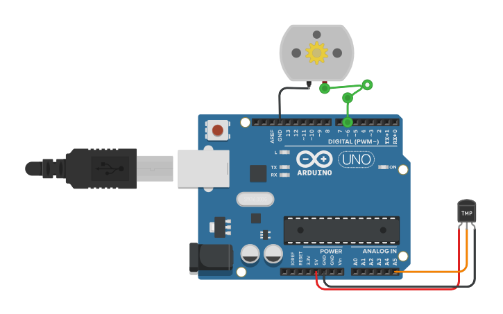 Circuit Design Fan Based On Temperature Sensor Tinkercad